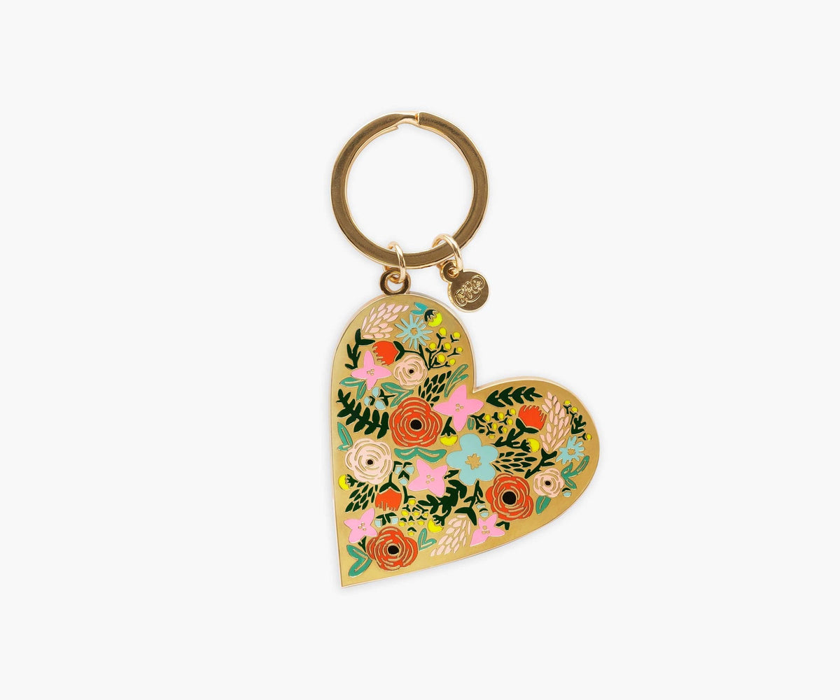 Rifle Paper Co. Floral Heart Enamel Key Chain| Caffe Luxxe